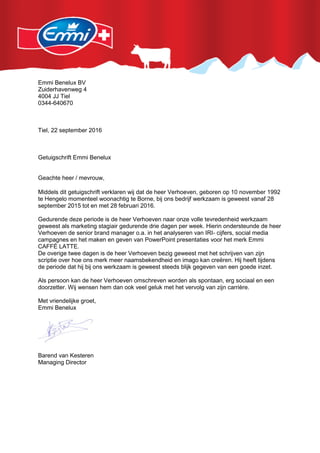 Getuigschrift Emmi Benelux Bart Verhoeven | PDF
