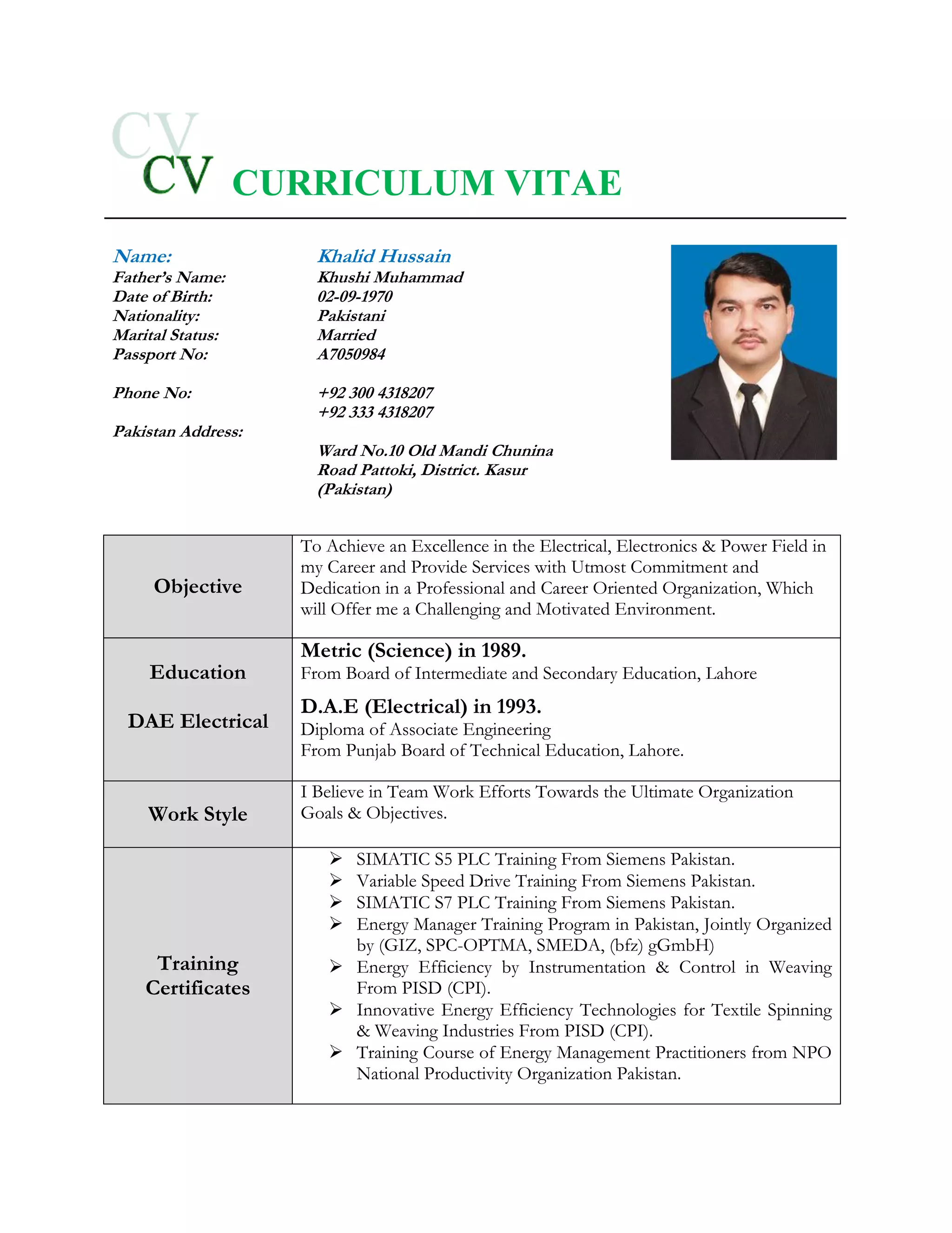 CV of Khalid Hussain | PDF