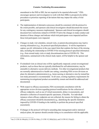 FDA Guidance on Conduct of Clinical Trials of Medical Products during ...