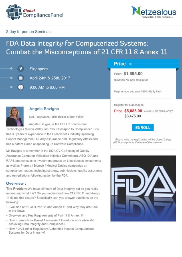 Fda data-integrity-21-cfr-11-singapore | PDF Fda data-integrity-21-cfr-11-singapore | PDF