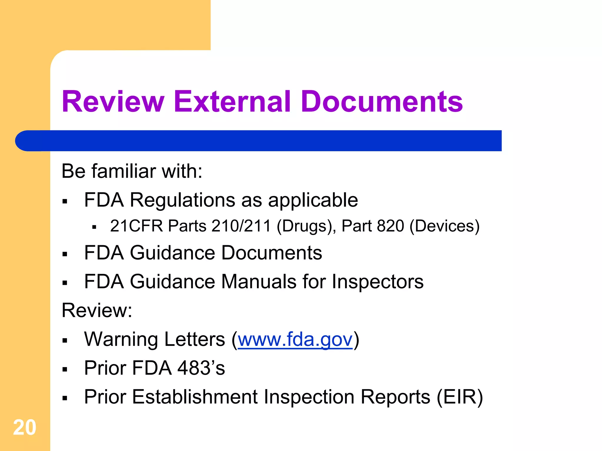 FDA PreApproval Inspection - Part 1 | PDF