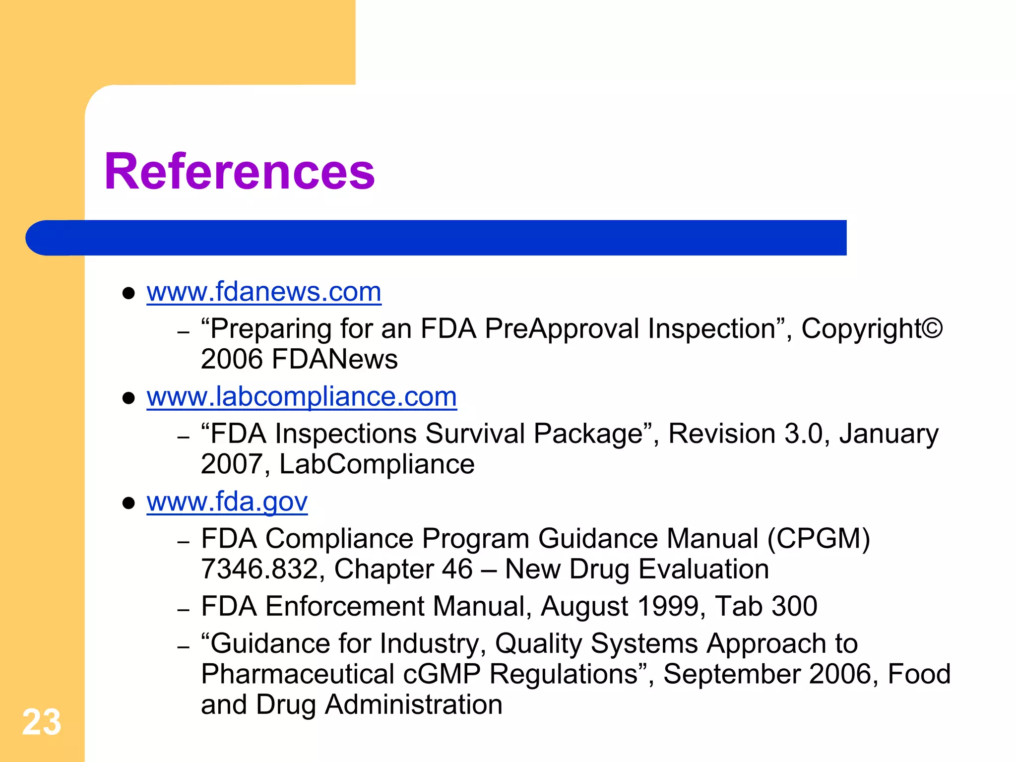 FDA PreApproval Inspection - Part 2 | PDF