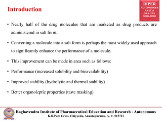 Molecular Optimization of APIs For Salts | PPTX