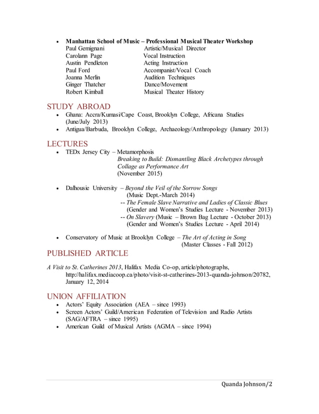 QUANDA JOHNSON - CV | PDF