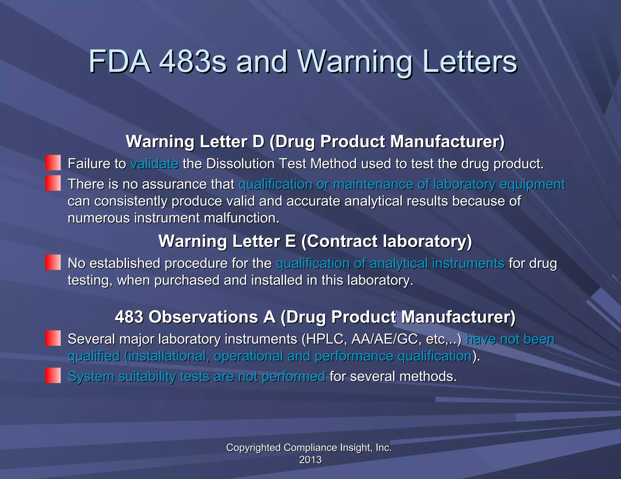 FDA 483 observations in the lab | PPT