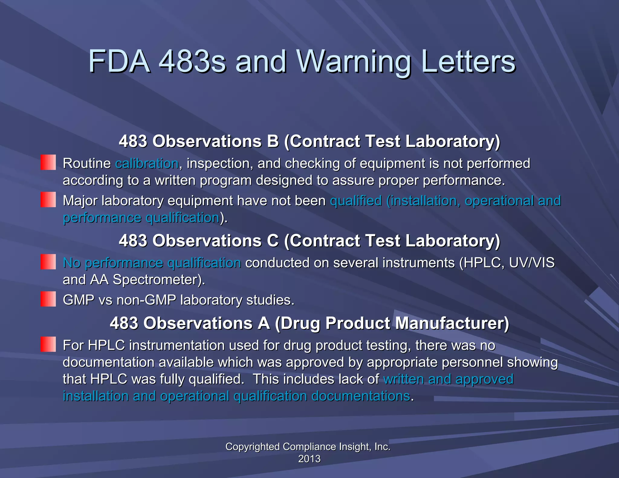 FDA 483 observations in the lab | PPT