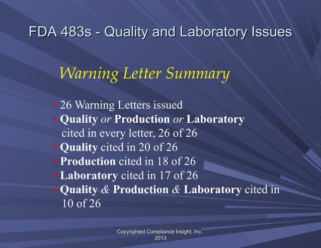 FDA 483 observations in the lab