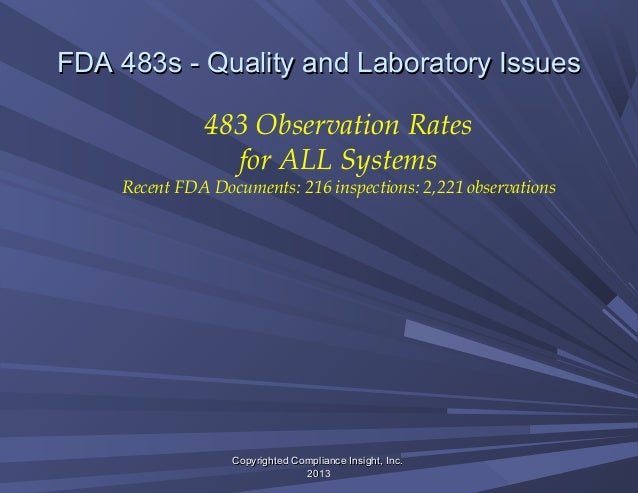 FDA 483 observations in the lab