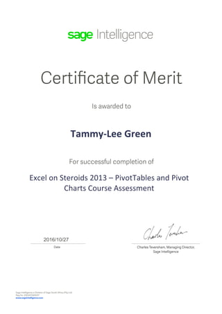 Certificate - Pivot tables | PDF