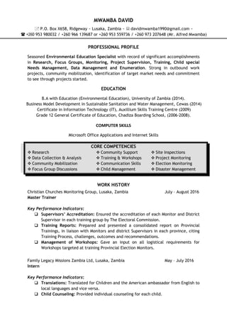 Mwamba David CV! | PDF