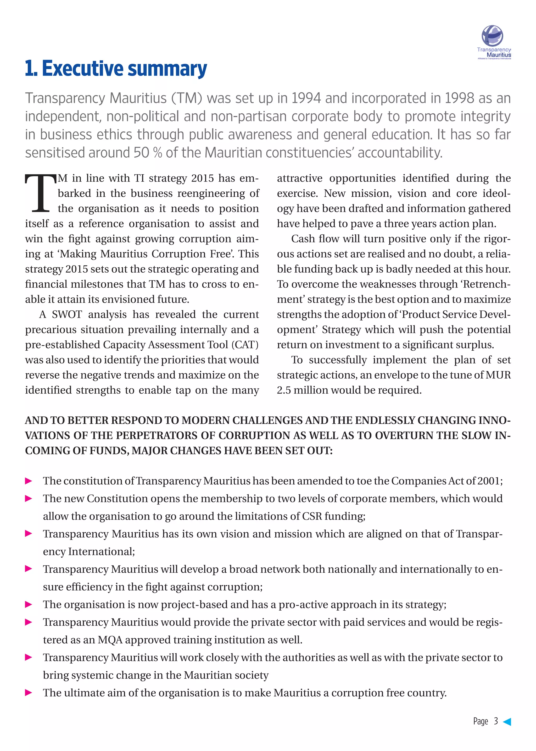 Transparency Mauritius Executive Summary | PDF