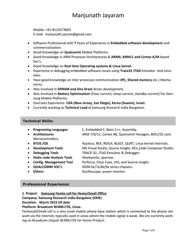 Resume_Manjunath Jayaram | PDF