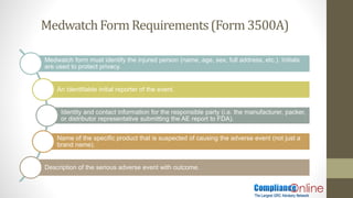 Fda adverse event reporting requirements for otc drugs | PPTX