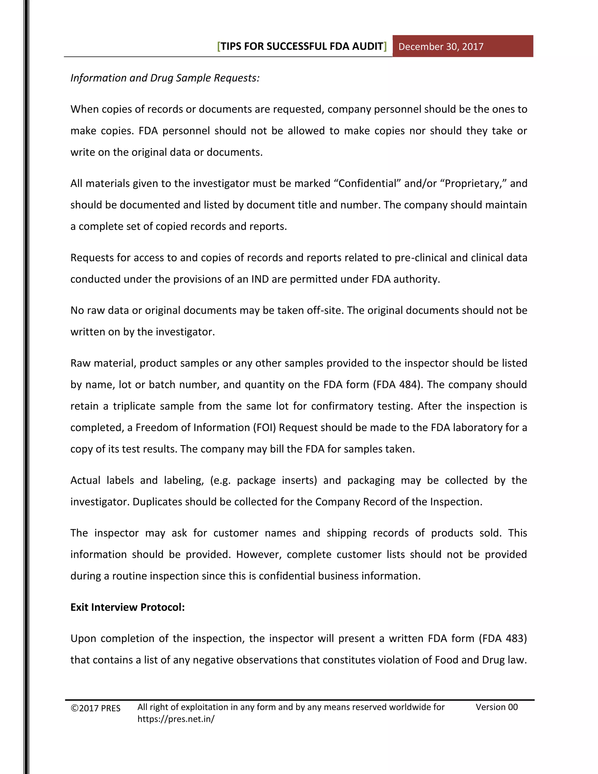 FDA audit readiness | PDF