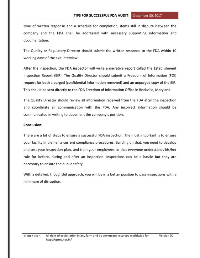 FDA audit readiness | PDF