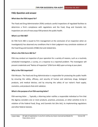 FDA audit readiness | PDF