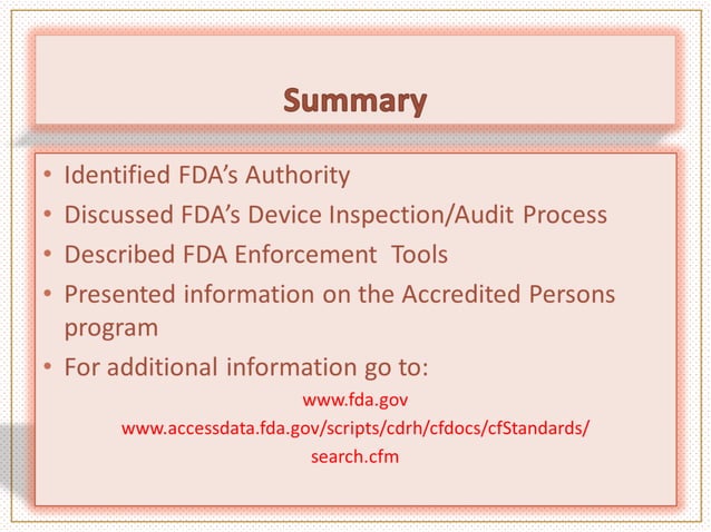 Fda Audits On Devices | PPT | Business | Business and Finance