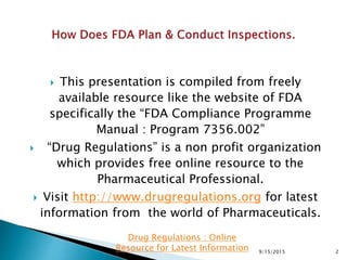 FDA Guidance on Facing Manufacturing Inspections | PPTX