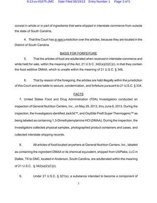 FED /FDA Complaint relating to DMAA and GNC Holdings | PDF | Legal ...
