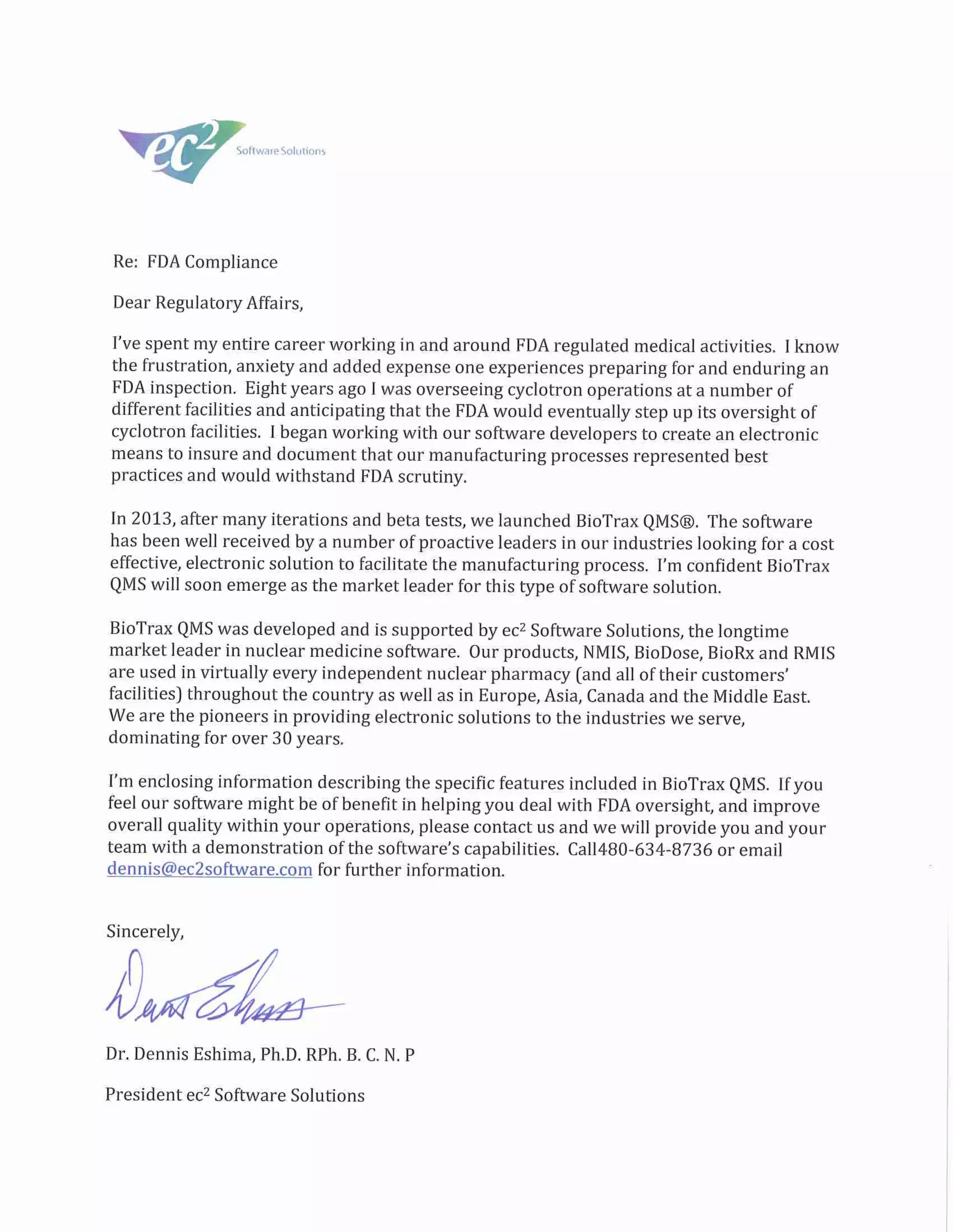 FDA Compliance Letter | PDF