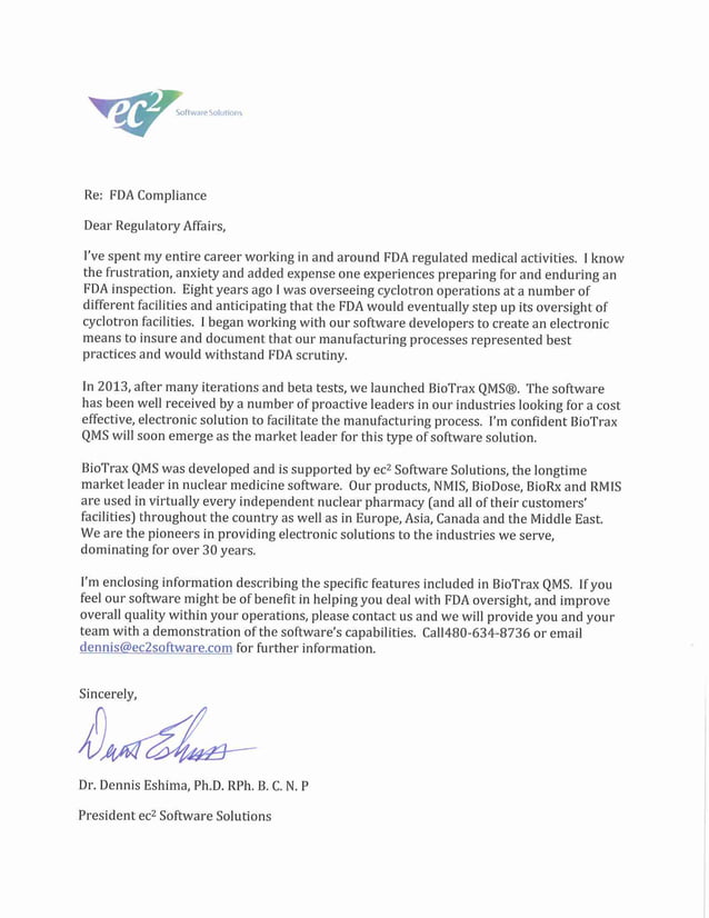 FDA Compliance Letter | PDF