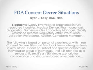 FDA Consent Decree Situations | PPTX