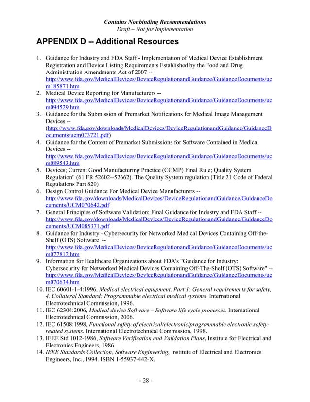 FDA Draft Guidance for Industry and Food and Drug Administration Staff ...