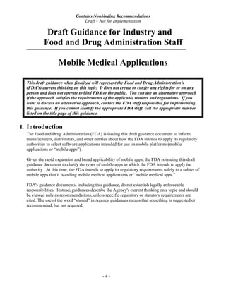 FDA Draft Guidance for Industry and Food and Drug Administration Staff ...
