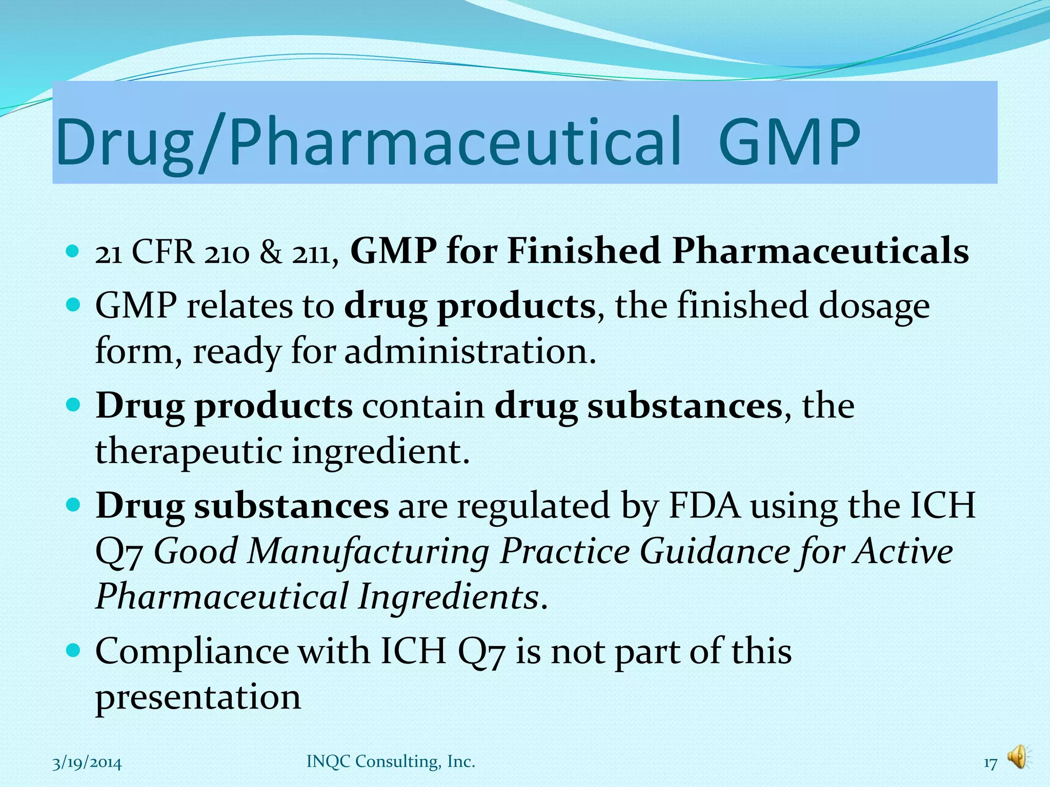 Fda gmp compliance for the Life Science Industry | PPTX