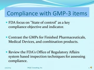 Fda gmp compliance for the Life Science Industry | PPTX