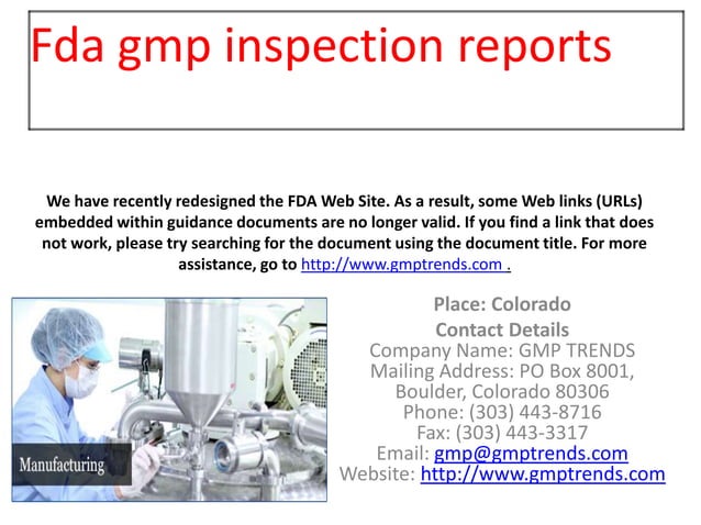 Fda gmp inspection reports | PPT