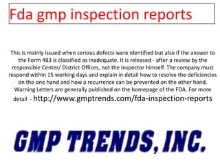 Fda gmp inspection reports | PPTX