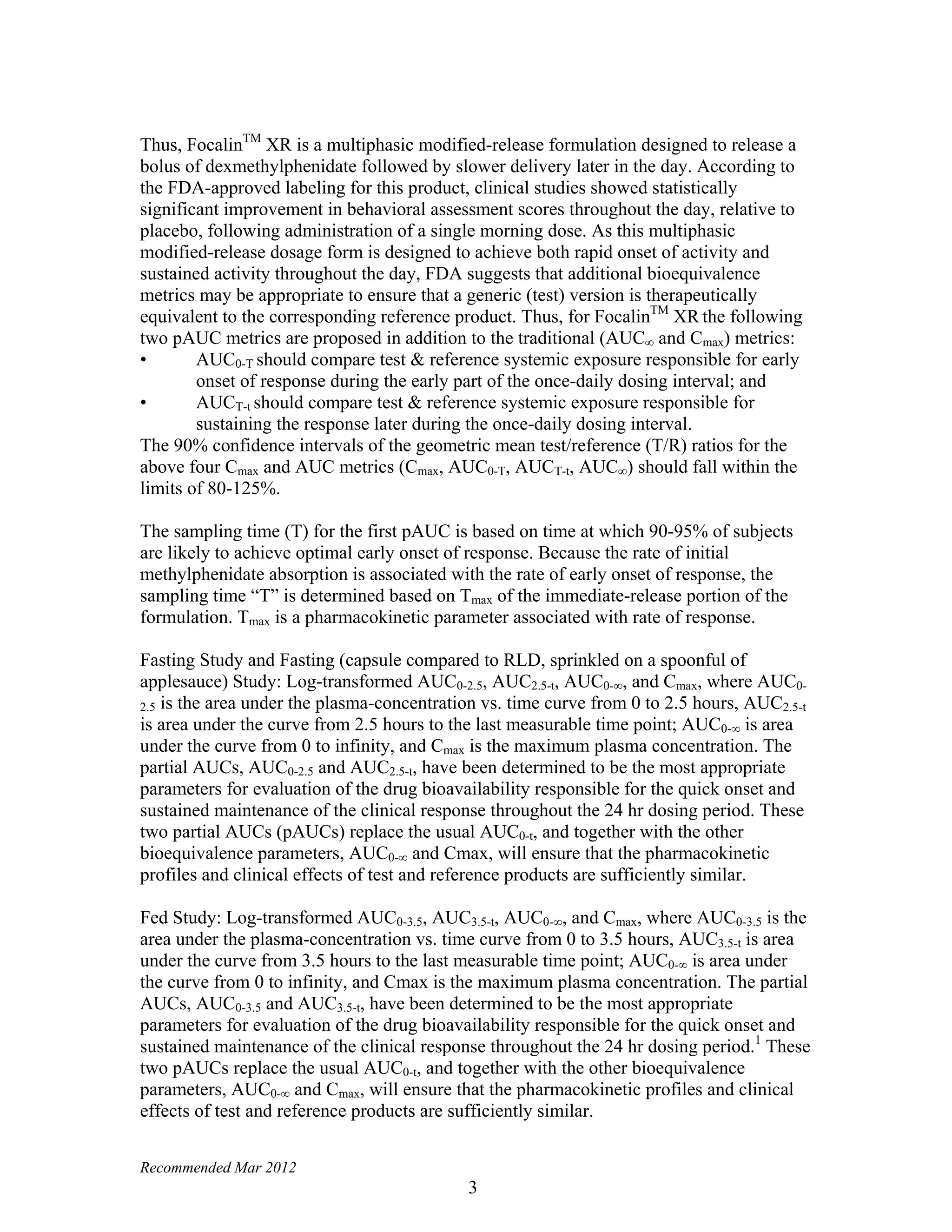 FDA Guidelines for Dexmethylphenidate | PDF