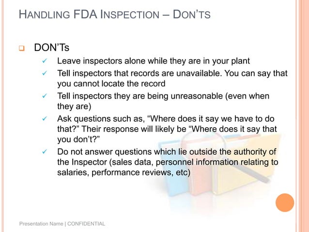 FDA Inspection Readiness.pptx | Recalls | Consumer Issues