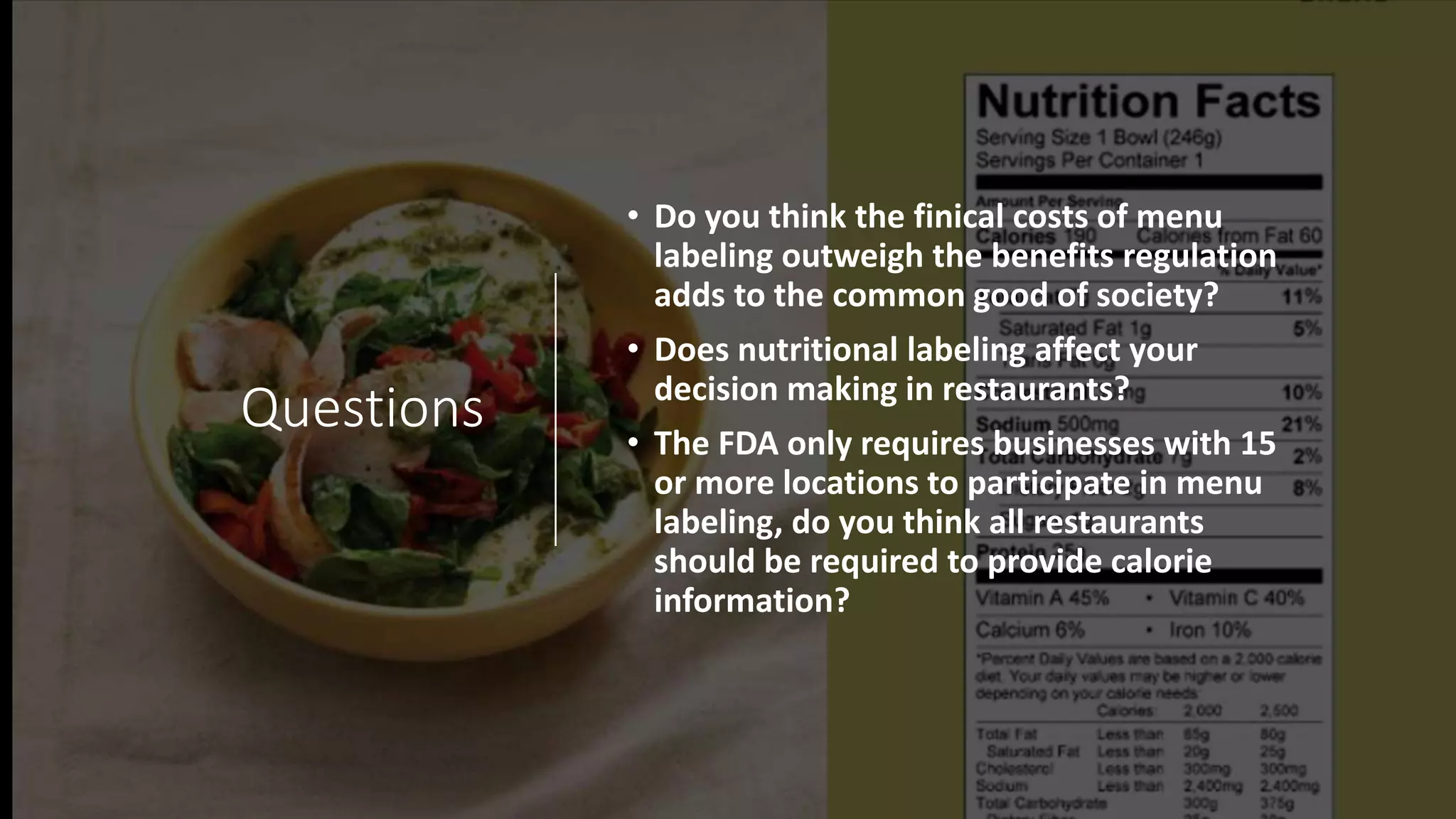 FDA Menu Labeling Ethics | PPT