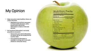 FDA Menu Labeling Ethics | PPT