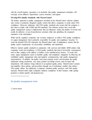 Fda quality management system | PDF