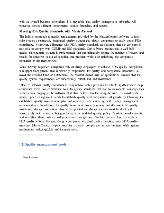 Fda quality management system | PDF