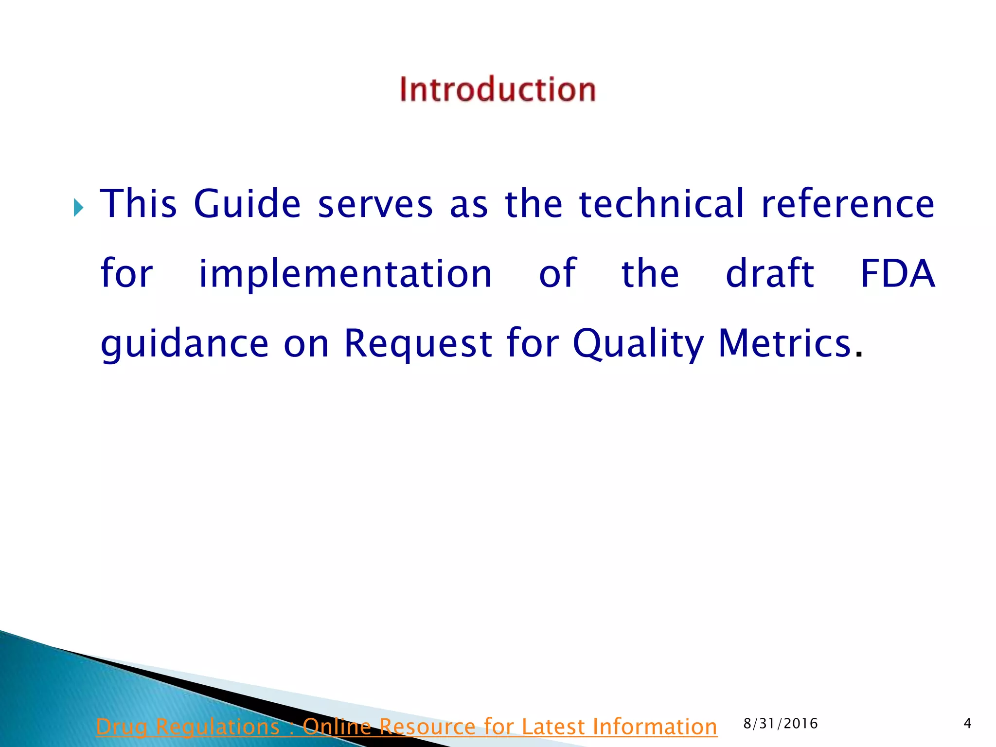 US FDA Quality Metrics Technical Conformance Guide | PPT US FDA Quality Metrics Technical Conformance Guide | PPT