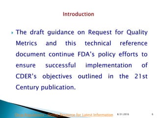 US FDA Quality Metrics Technical Conformance Guide | PPT