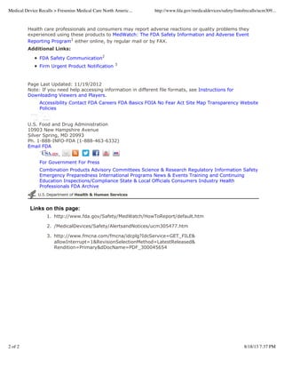 Fda recall of fresenius dialysis drugs granu flo and naturalyte 3 29-2012 | PDF