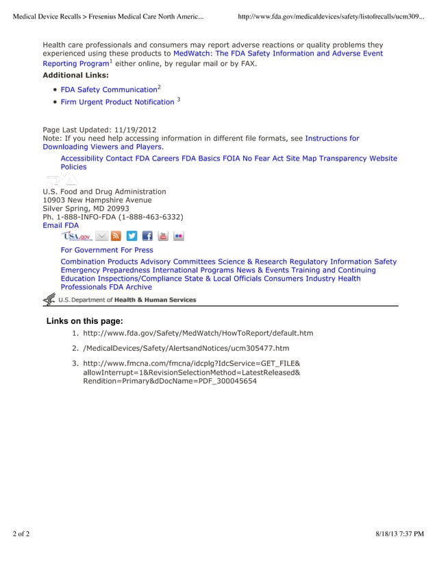 Fda recall of fresenius dialysis drugs granu flo and naturalyte 3 29 ...