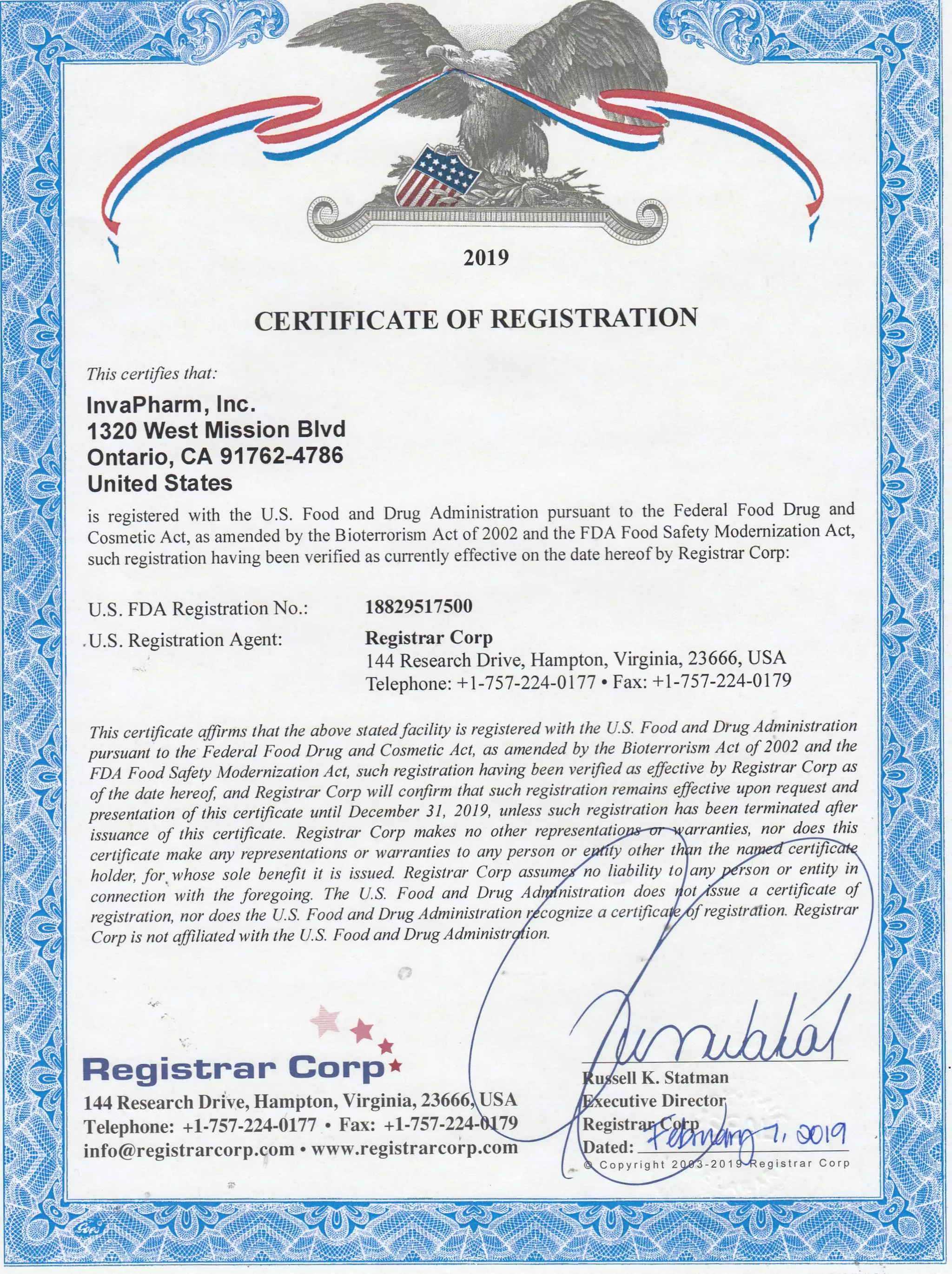 FDA registration 2019 | PDF