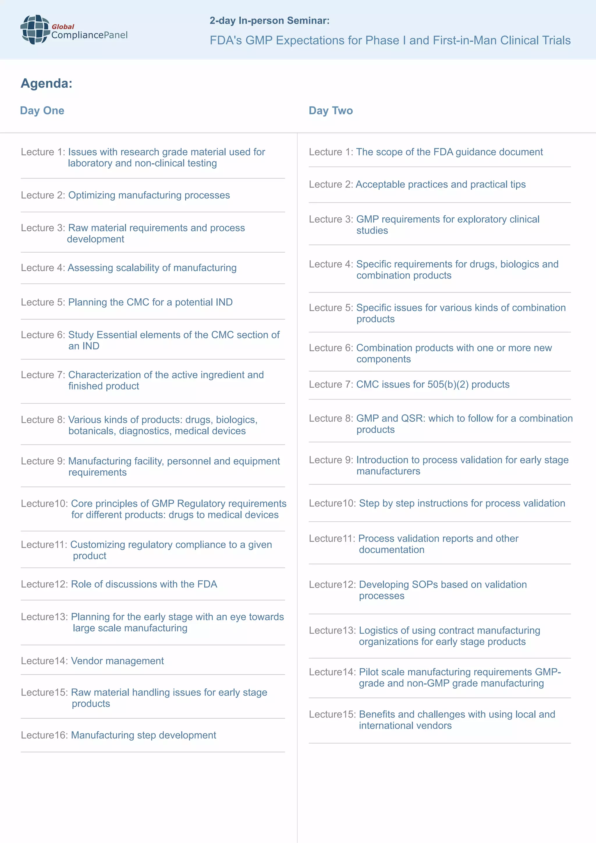 FDA's GMP Expectations for Phase I and First-in-Man Clinical Trials | PDF