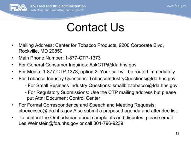 FDA Tobacco Slide Presentation | PPT