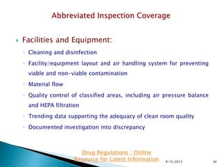 FDA Guidance on Facing Sterile Manufacturing Inspections. | PPTX