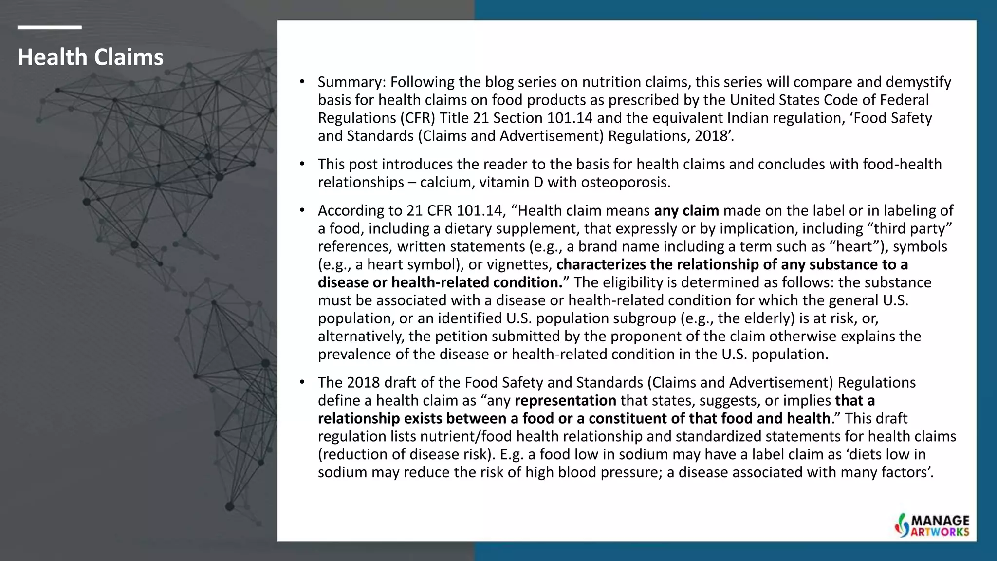 Fda vs fssai Health Claim - part1 | PPTX