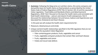 Fda vs fssai Health Claim - part3 | PPTX