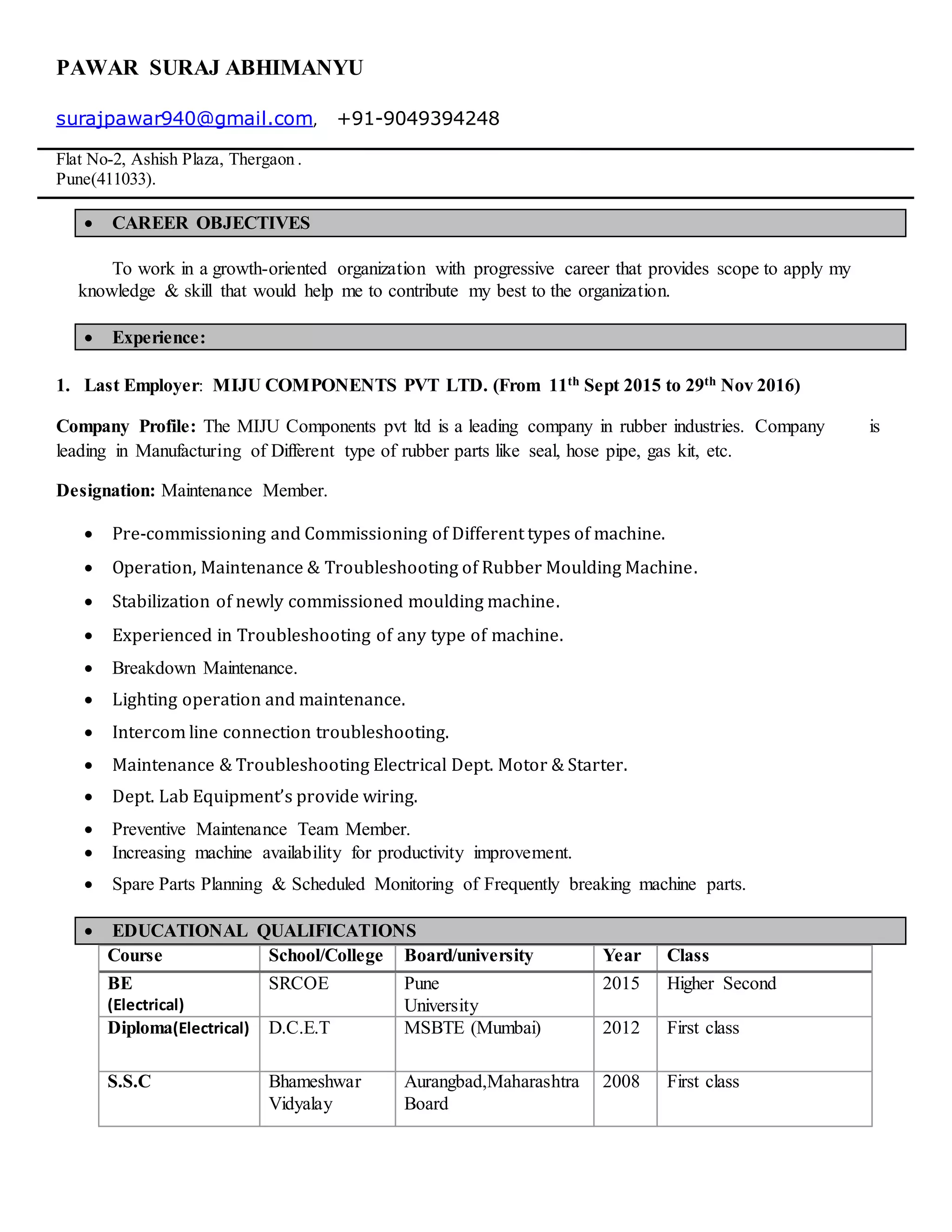 Suraj Pawar CV | PDF