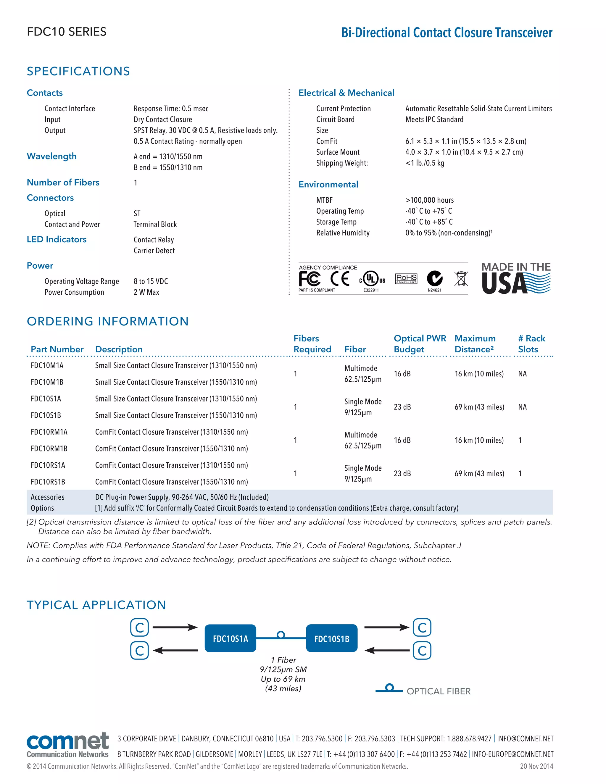 ComNet FDC10M1A Data Sheet | PDF